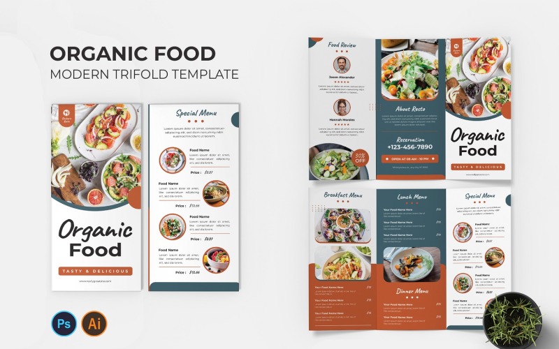 Organic Food Trifold Brochure #358316 - TemplateMonster