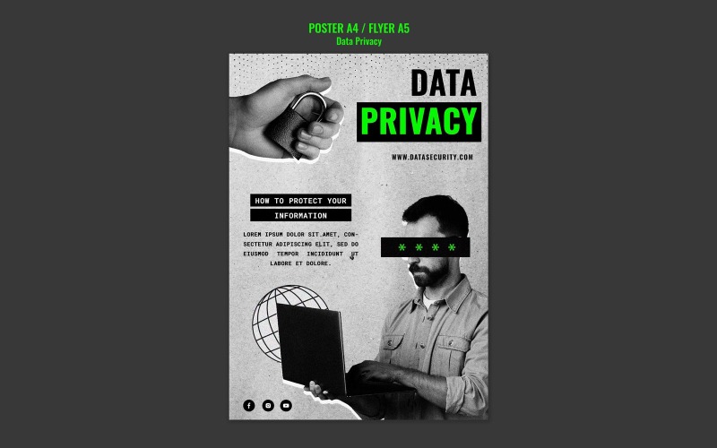 Flat Design Data Privacy Template #358783 - TemplateMonster