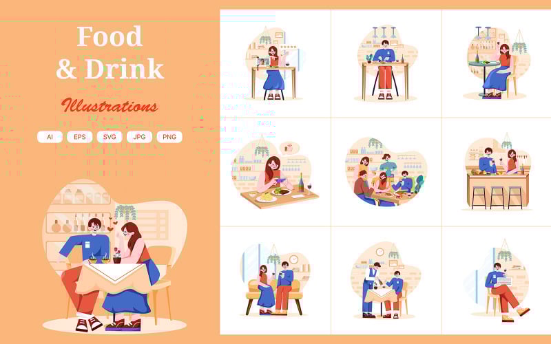 M613_ Illustrationspaket für Essen und Trinken