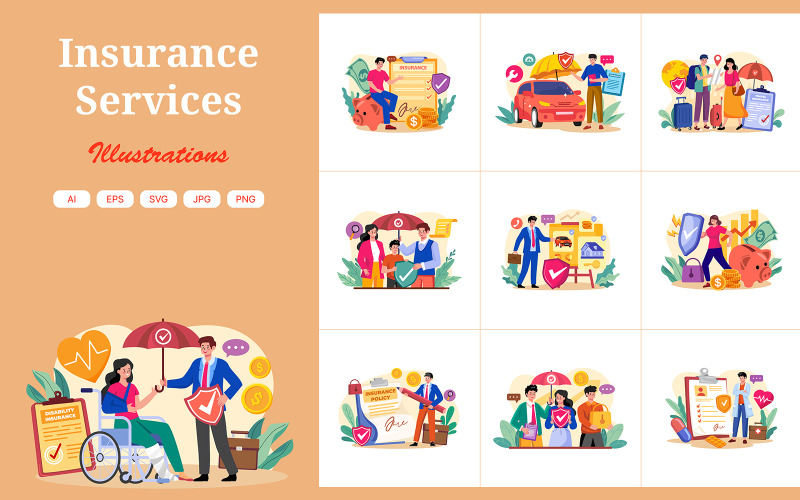 M625_ Pack d'illustrations des services d'assurance 1