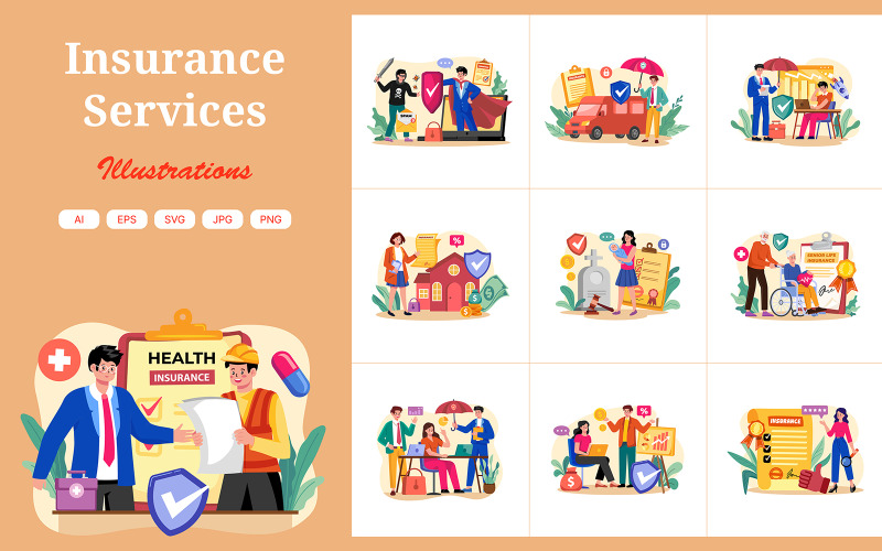 M625_ Pack d'illustrations des services d'assurance 2