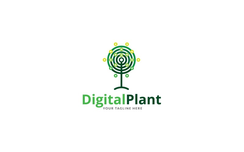 Digital Plant Logo Design Template #358858 - TemplateMonster