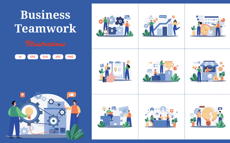 M643_ Business Teamwork Illustration Pack - TemplateMonster