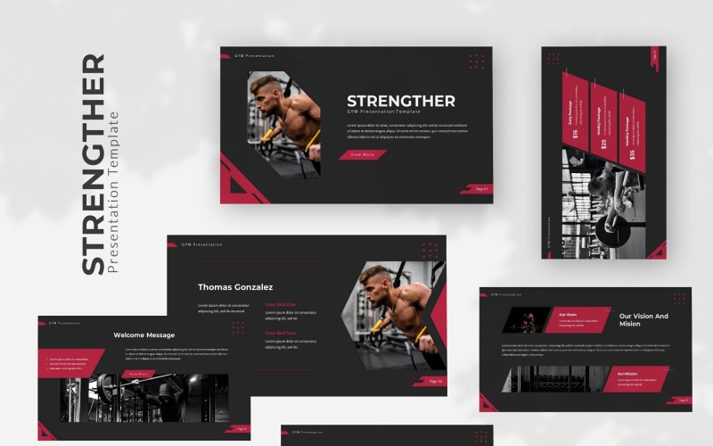 Fortalecedor — Plantilla de PowerPoint para gimnasio
