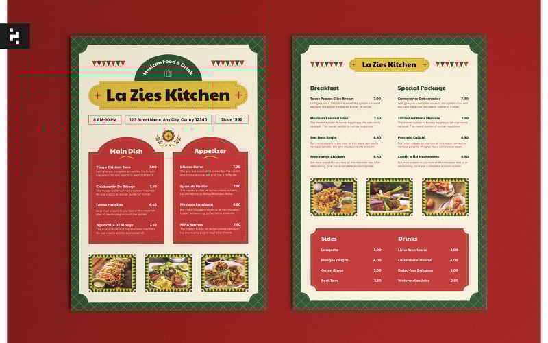 Modèle de menu de restaurant mexicain - TemplateMonster