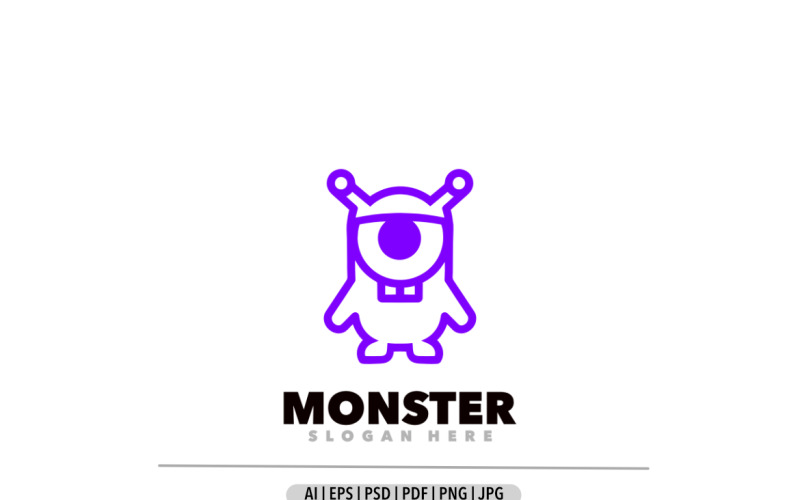Monster line art purple logo #359127 - TemplateMonster