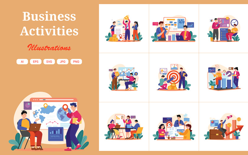 M689_ Business Activities Illustration Pack - TemplateMonster