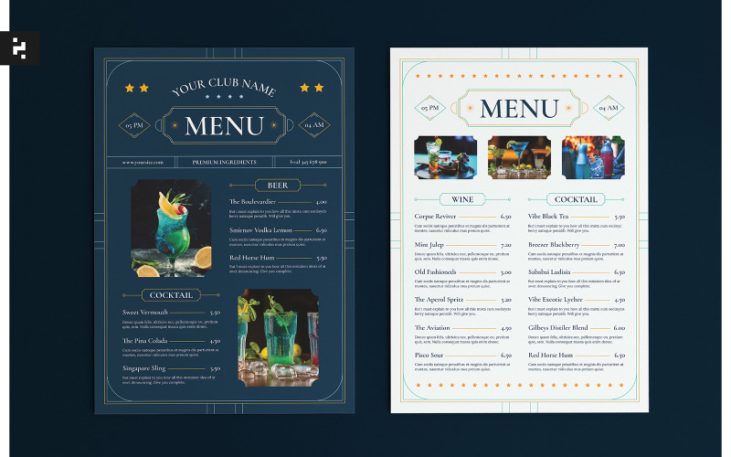 Modelo de menu elegante para boate #359264 - TemplateMonster