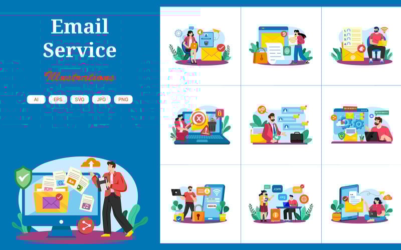 M738_ Email Service Illustration Pack 1 - TemplateMonster
