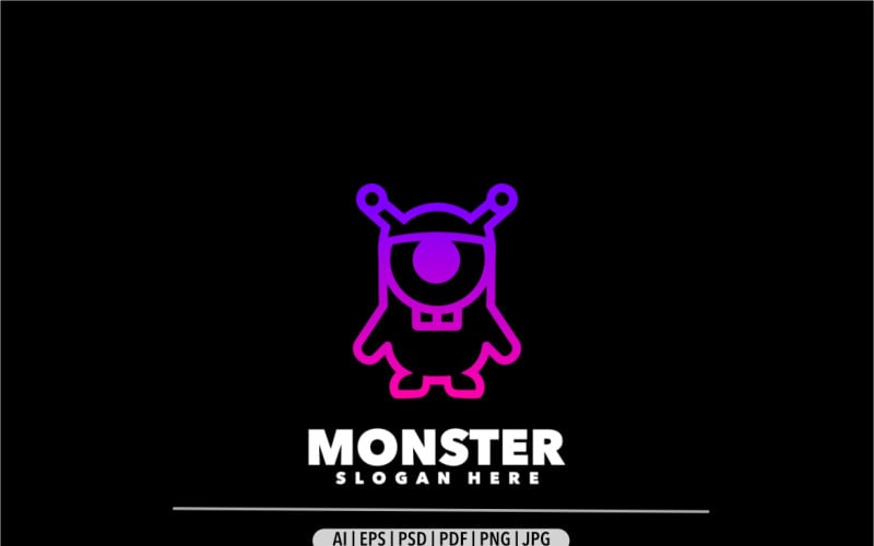 Monster zombie plankton line art logo - TemplateMonster