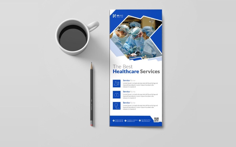 Flat design medical rack card template - TemplateMonster