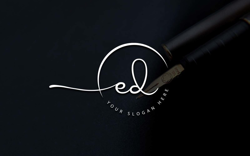 Calligraphy Studio Style ED Letter Logo Design