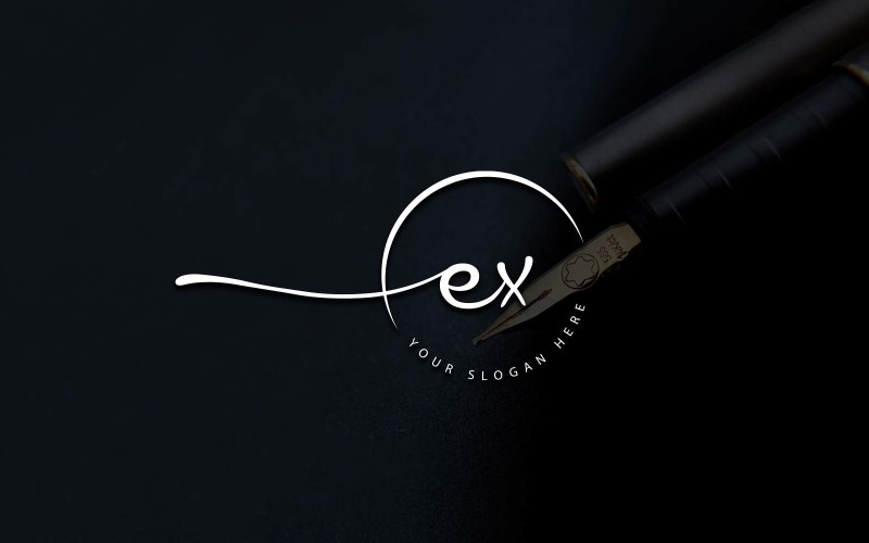 Calligraphy Studio Style EX Letter Logo Design