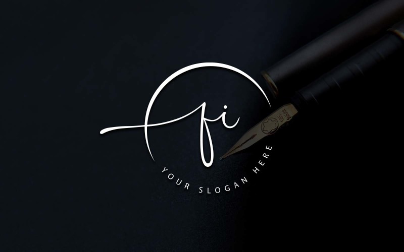 Calligraphy Studio Style FI Letter Logo Design