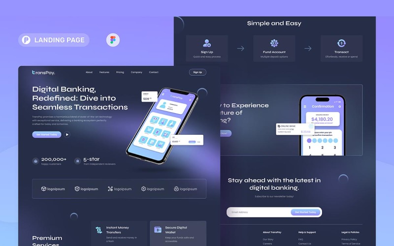 TransPay - Mobile Banking Landing Page - TemplateMonster