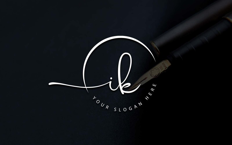 Calligraphy Studio Style IK Letter Logo Design