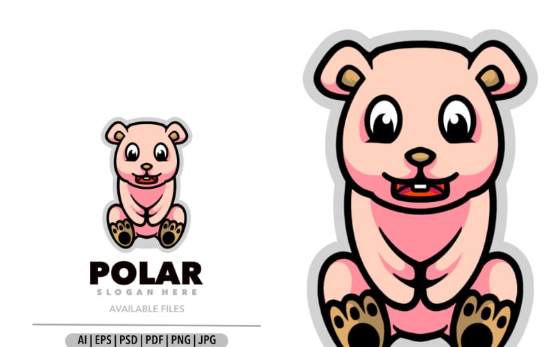 Polar mascot cartoon logo design template - TemplateMonster
