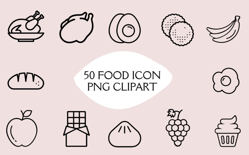 50 Food Icon Premium PNG Clipart #360261 - TemplateMonster