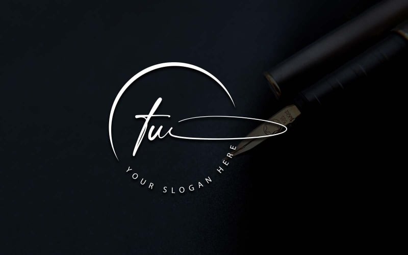 Calligraphy Studio Style TU Letter Logo Design