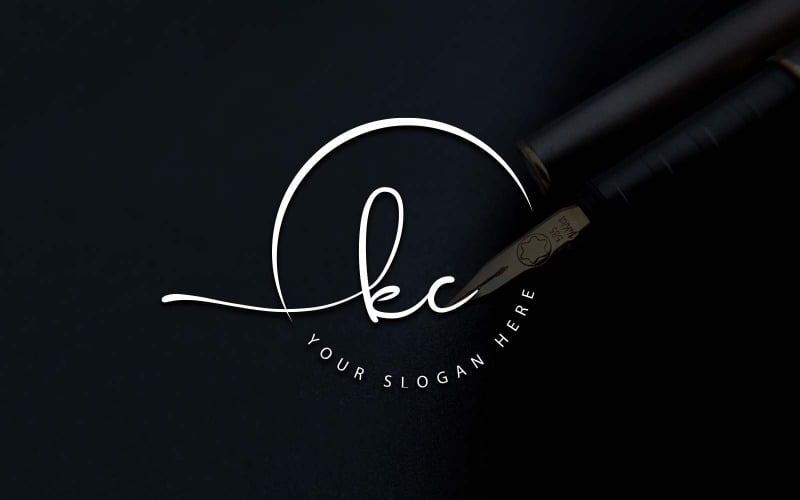 Calligraphy Studio Style KC Letter Logo Design
