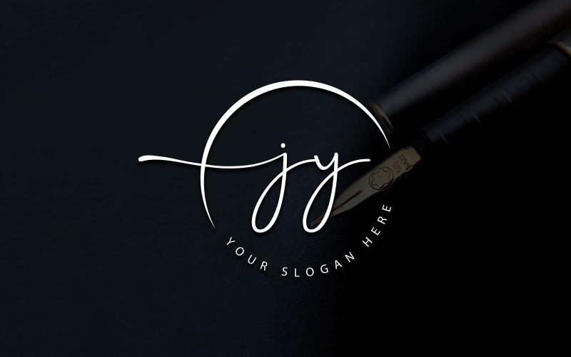 Design de logotipo de letra JY estilo estúdio de caligrafia