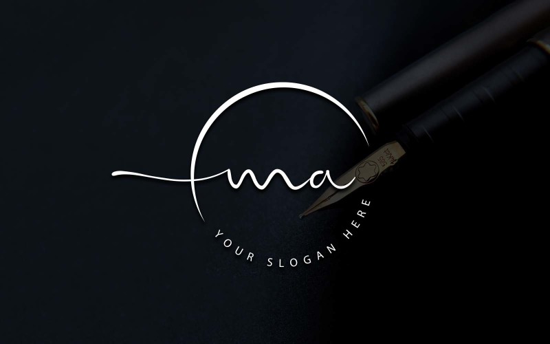 Calligraphy Studio Style MA Letter Logo Design