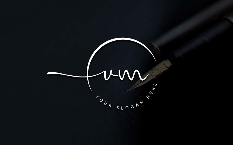 Calligraphy Studio Style VM Letter Logo Design
