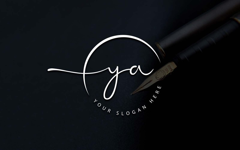 Diseño de logotipo de letra YA estilo estudio de caligrafía