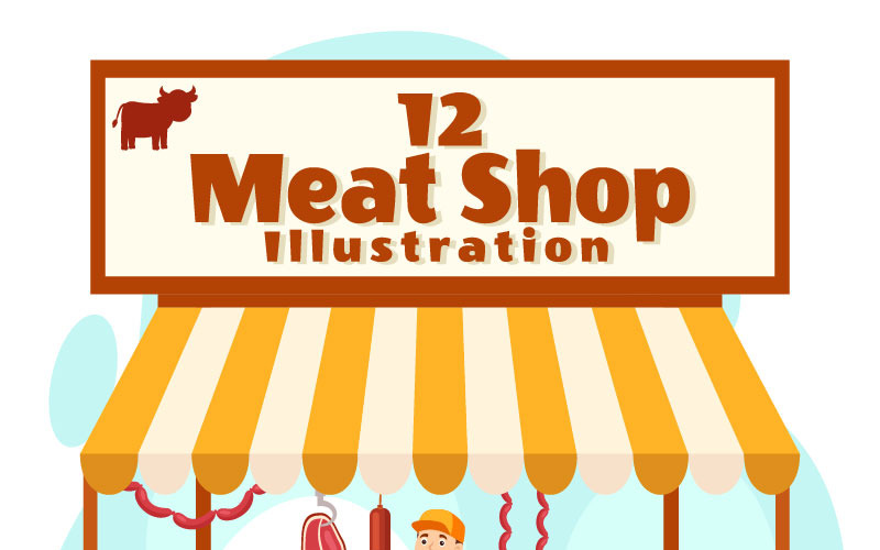 12 Meat Shop Vector Illustration #361181 - TemplateMonster
