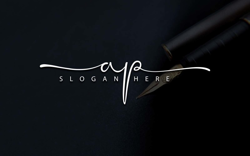Calligraphy Studio Style AP Letter Logo Design - Brand Identity