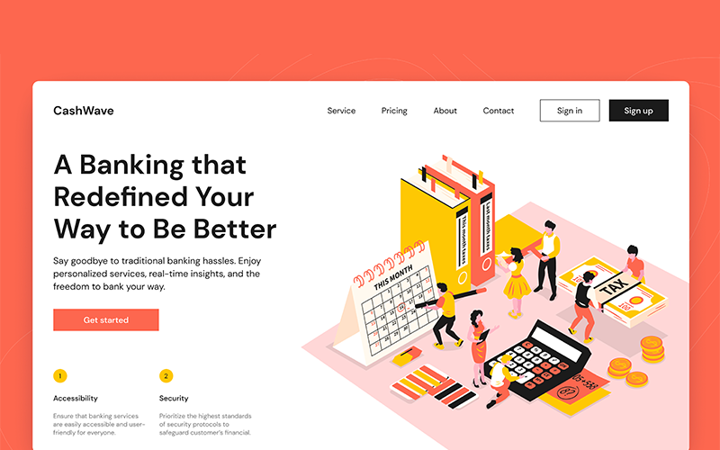 CashWave - Digital Banking Hero Section Figma Template
