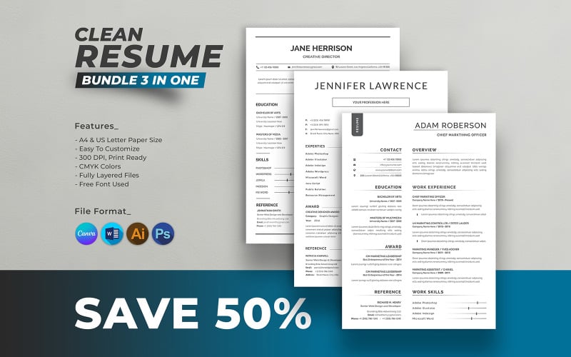 Canva Resume Template Bundle Pack #361714 - TemplateMonster