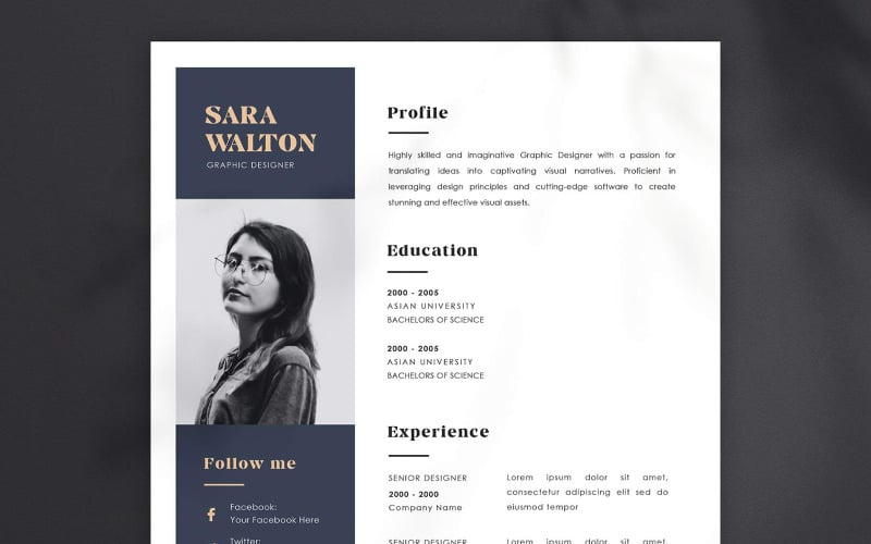 Elegant Resume CV Design Template 03 - TemplateMonster