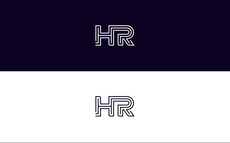 HR letter line logo design black and white v3