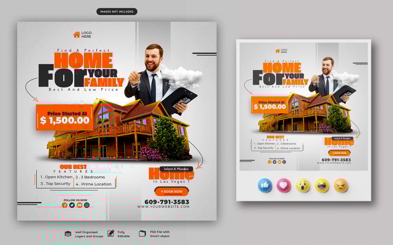 Real Estate House Property Social Media Post Template