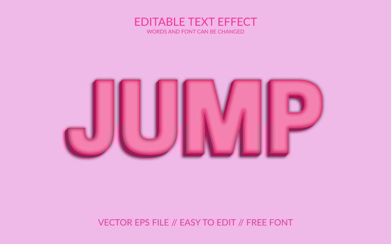 Jump fully editable vector eps 3d text effect design template