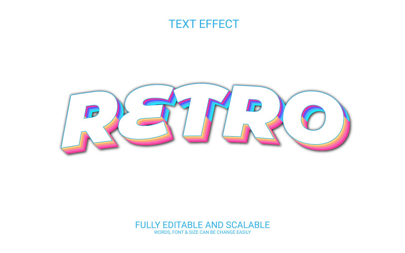 Retro fully editable vector 3d text effect - TemplateMonster