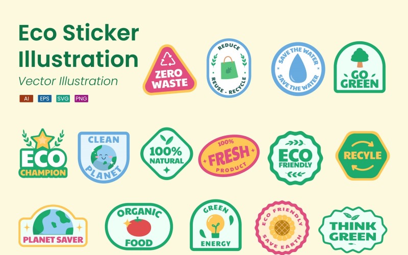 Eco Sticker illustration Set #362621 - TemplateMonster