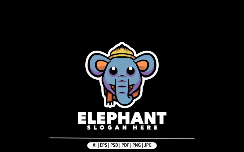 Elephant mascot cartoon design logo template