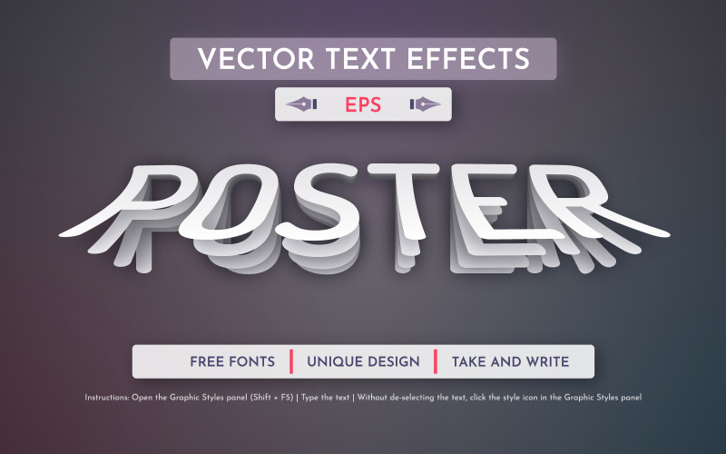 Papier pour affiche - Effet de texte modifiable, style de police