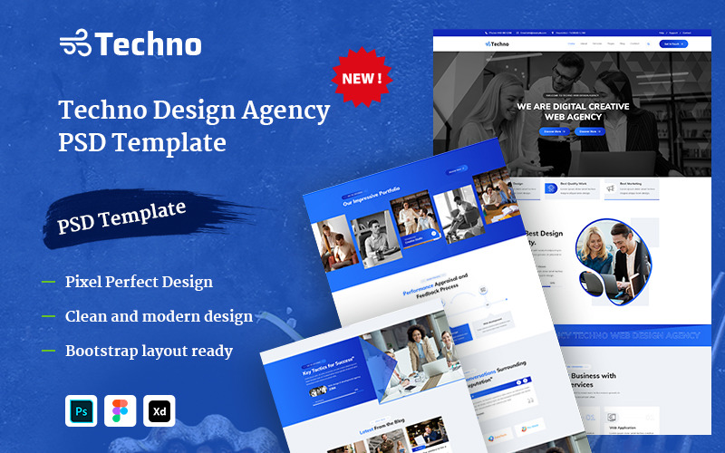 Modello PSD per agenzia di techno-design - TemplateMonster