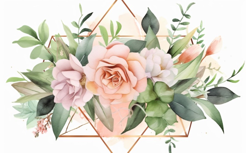 Aquarel bloemenkrans achtergrond 332 - TemplateMonster
