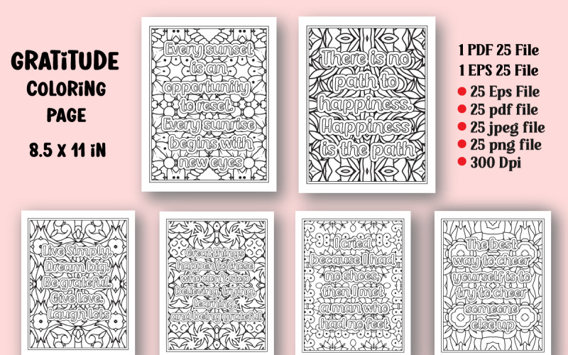 Gratitude Quotes Coloring Book #363849 - TemplateMonster