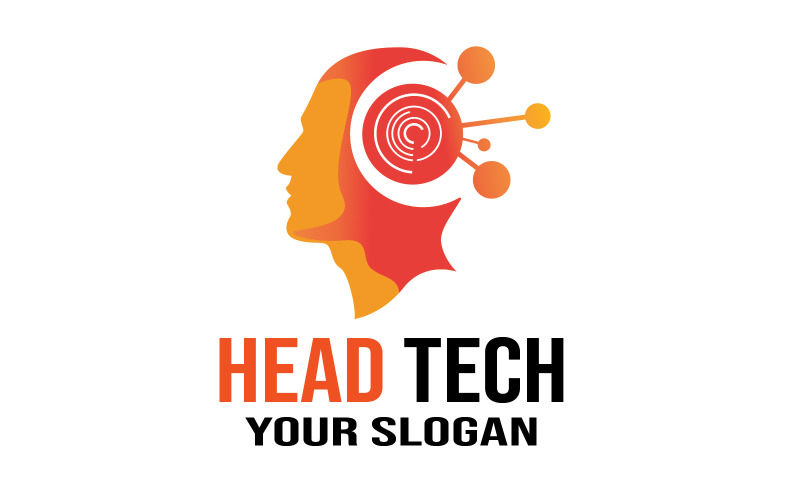 Head Tech logotyp, Head logo koncept vektor mall