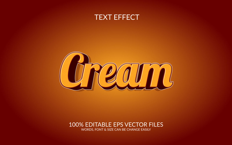 Cream 3D Editable Vector Eps Text Effect Template