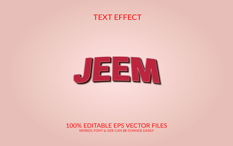 Jeem 3D-bearbeitbare Vektor-EPS-Texteffektvorlage