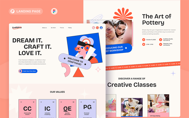 CraftHive - Creative Workshop Landing Page - TemplateMonster