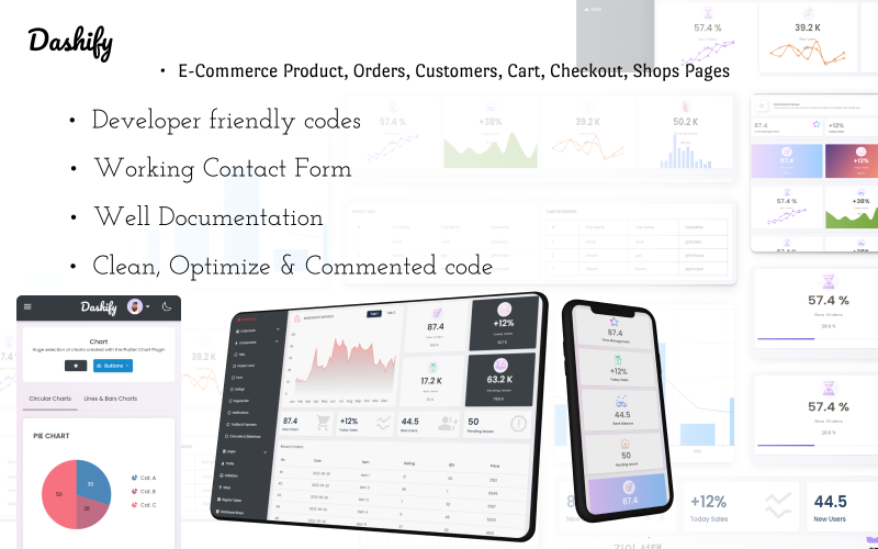 Dashify - Le tableau de bord complet du panneau d'administration Flutter
