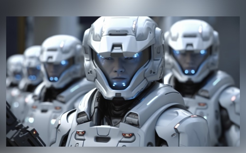 Trio of Steel Warriors Robot Military at the Ready 90