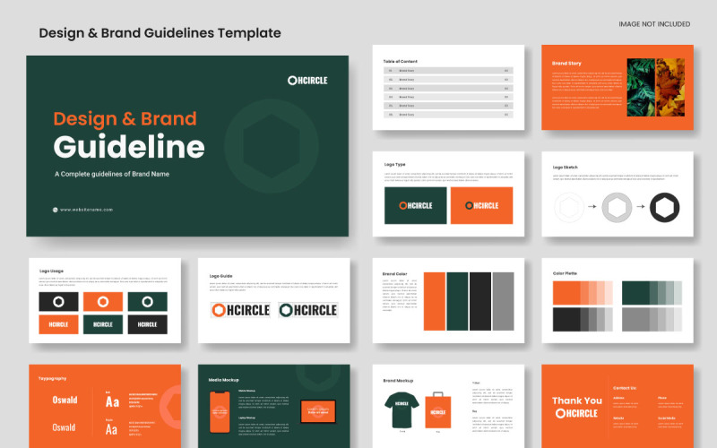 Design and brand guidelines template or brand identity presentation layout